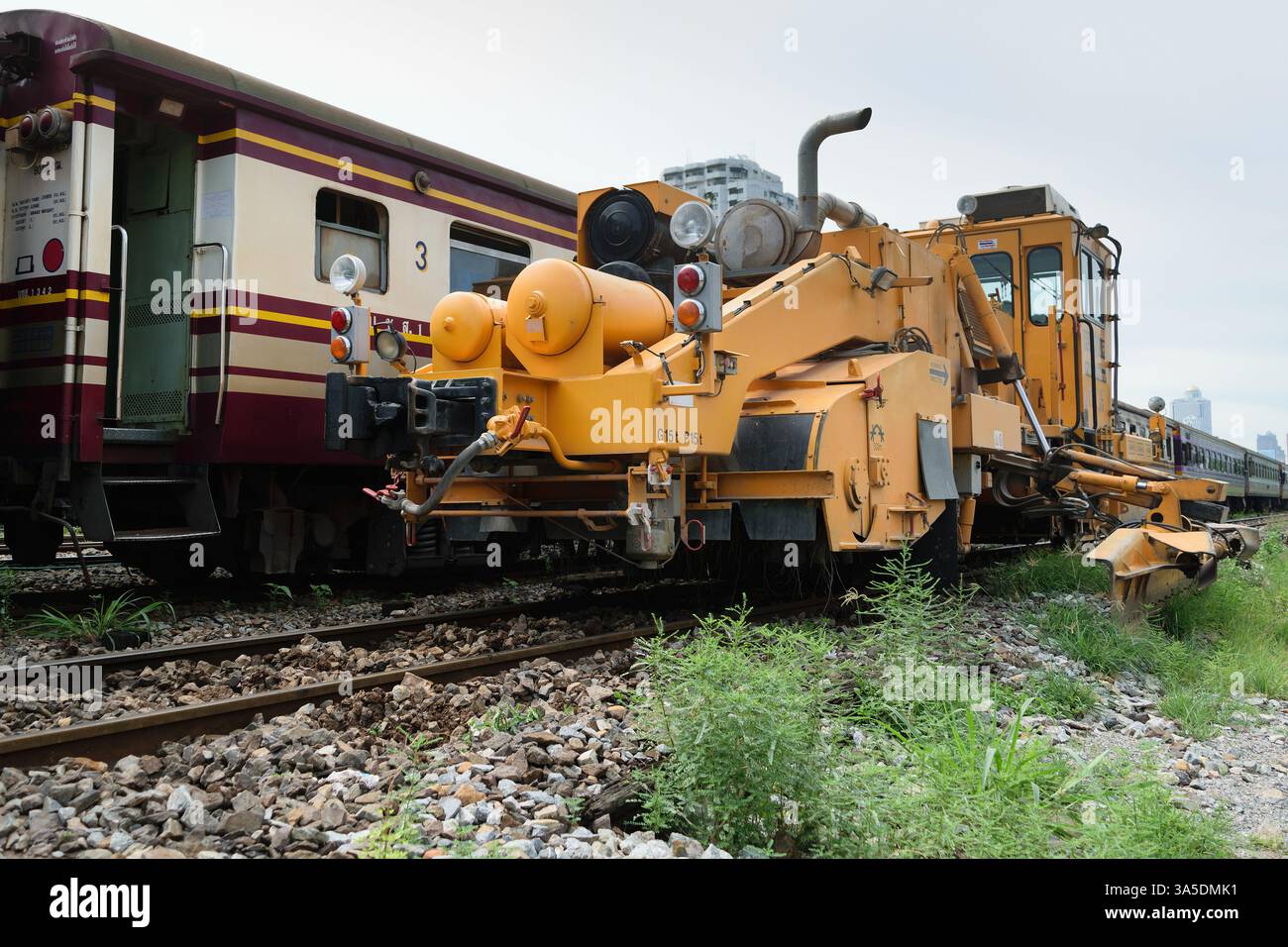 Bangkok, Thailand - September 5, 2015 : Restoration the railroad tracks ...