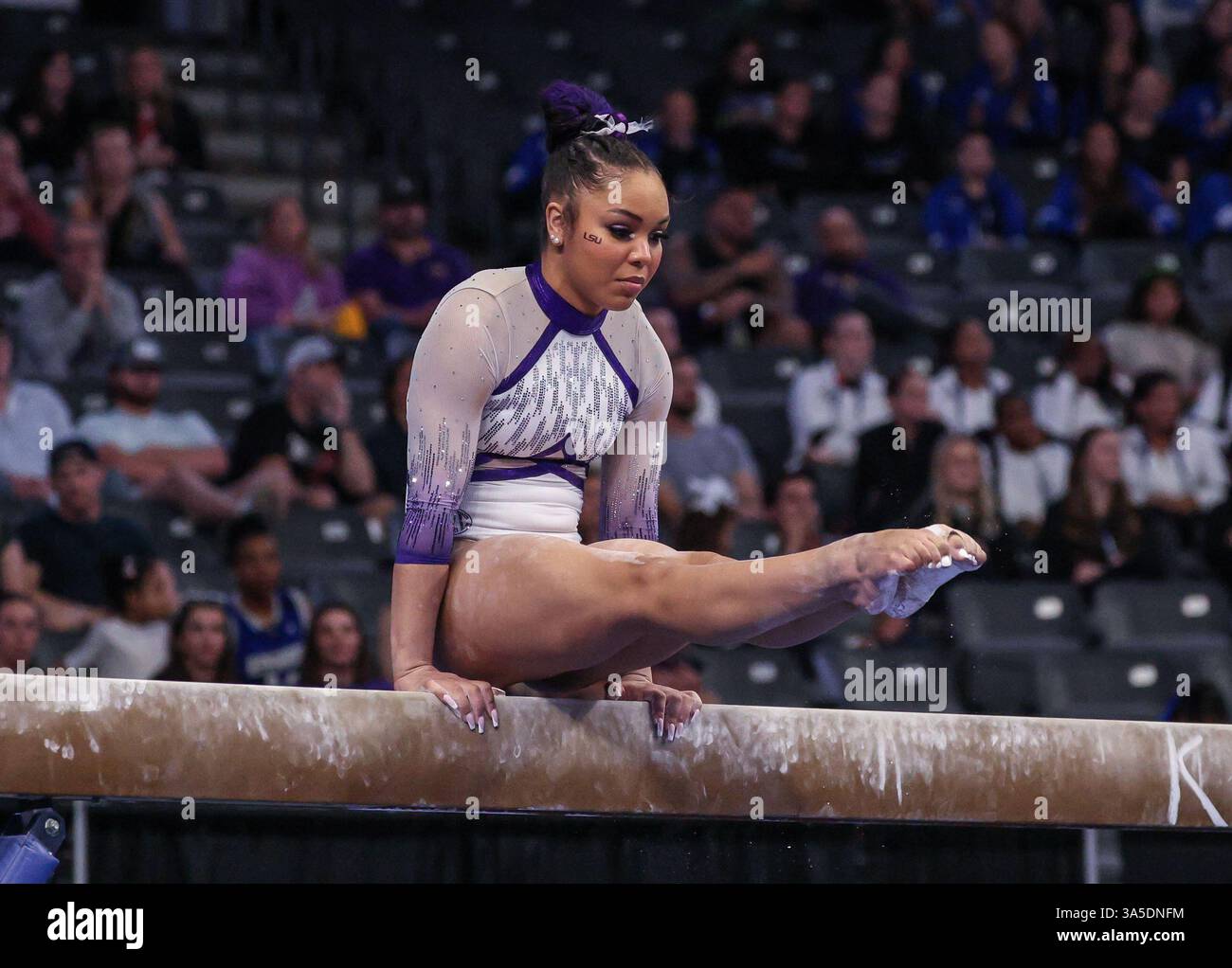 March 22, 2025: LSU's Konnor McClain begins her balance beam routine ...