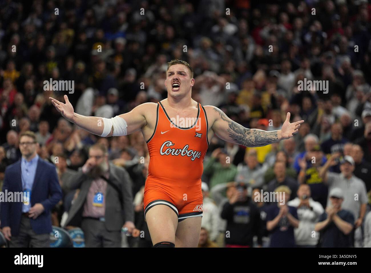 Oklahoma State's Wyatt Hendrickson reacts after defeating Minnesota's ...