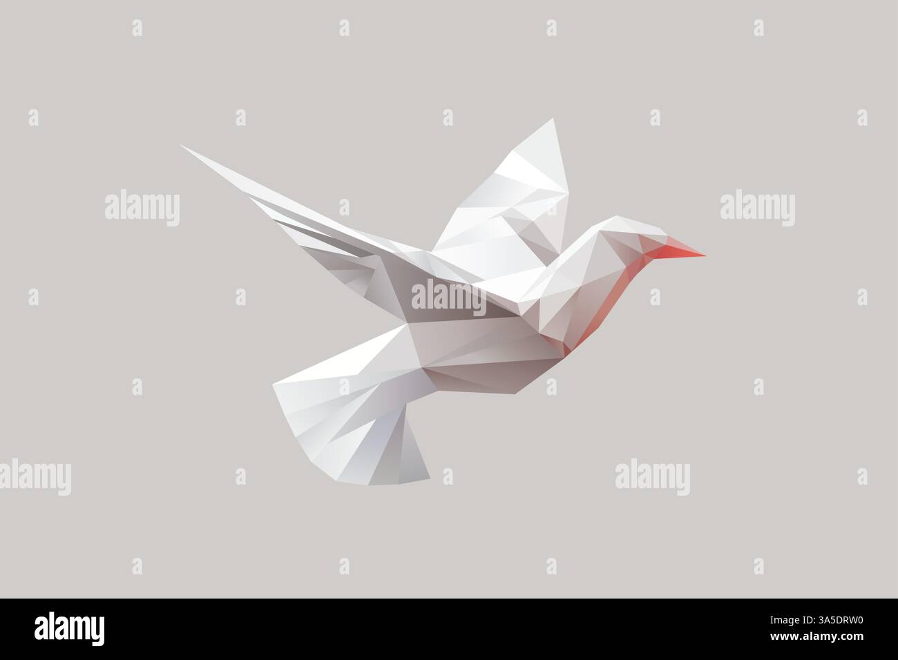 A simple and minimalistic abstract low poly origami dove flying with ...