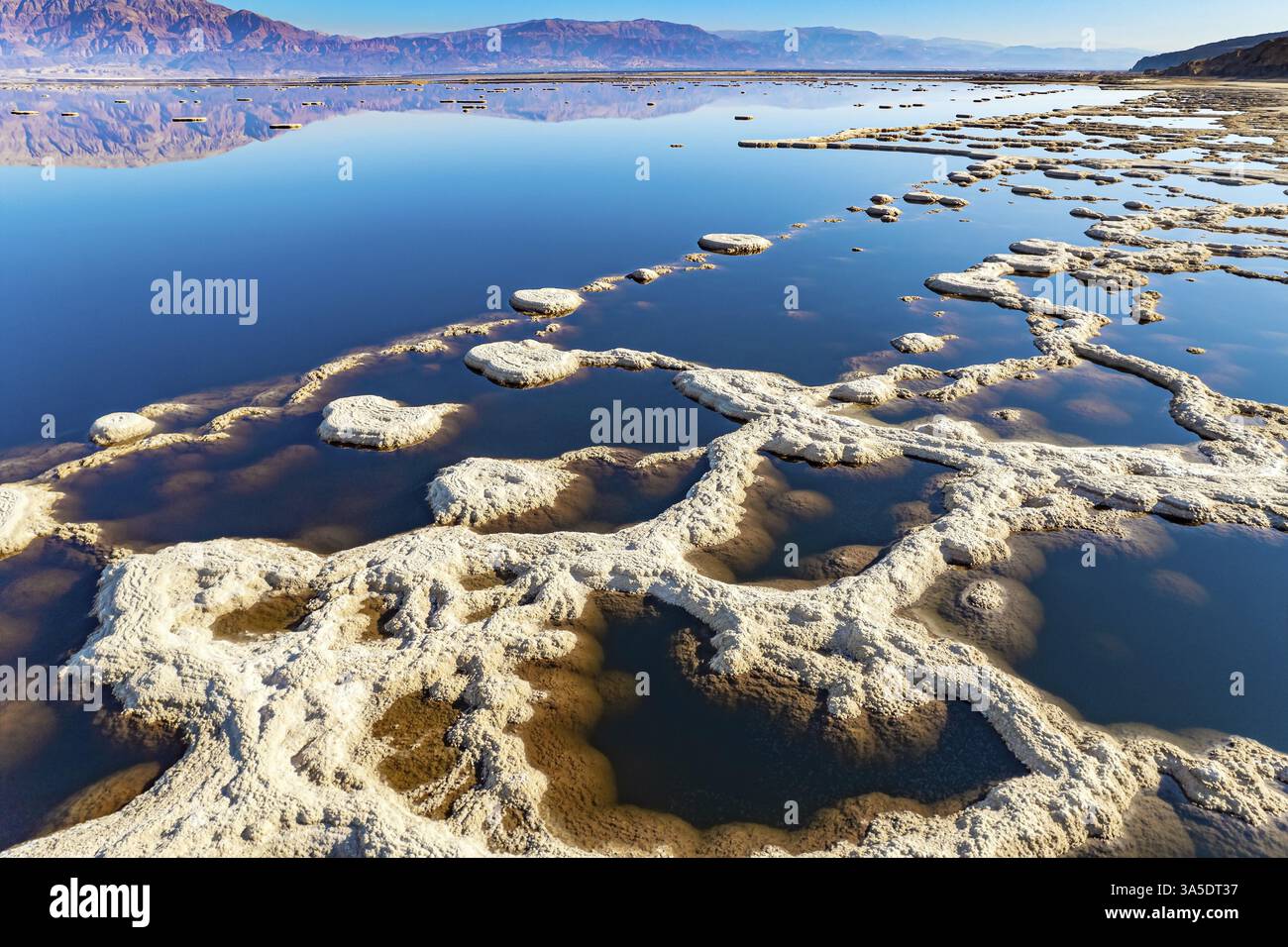 The photo was taken from a drone. Magic of the Dead Sea. Evaporated ...