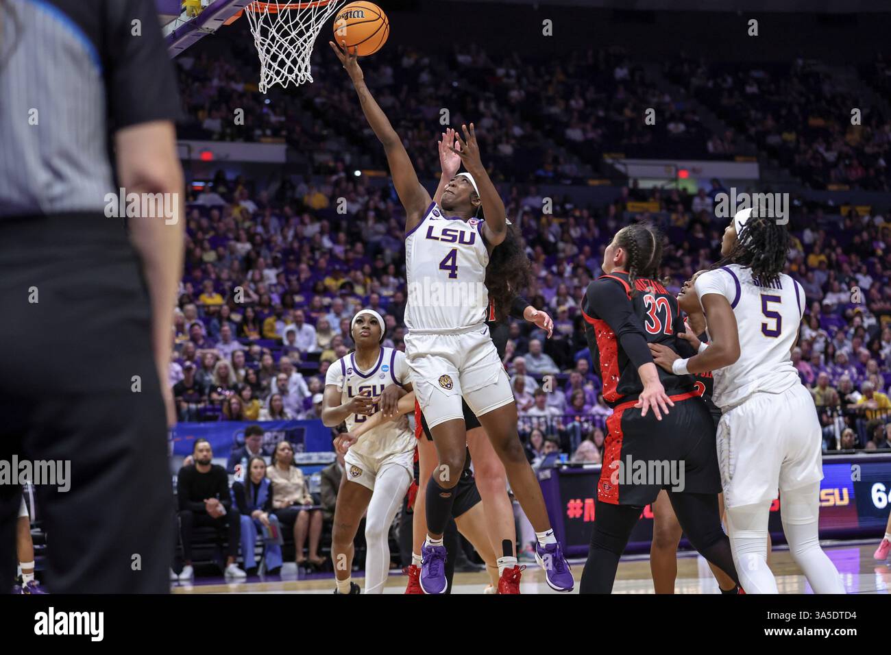 March 22, 2025: LSU's FlauJae Johnson (4) drives to the basket for a lay up during first round ...