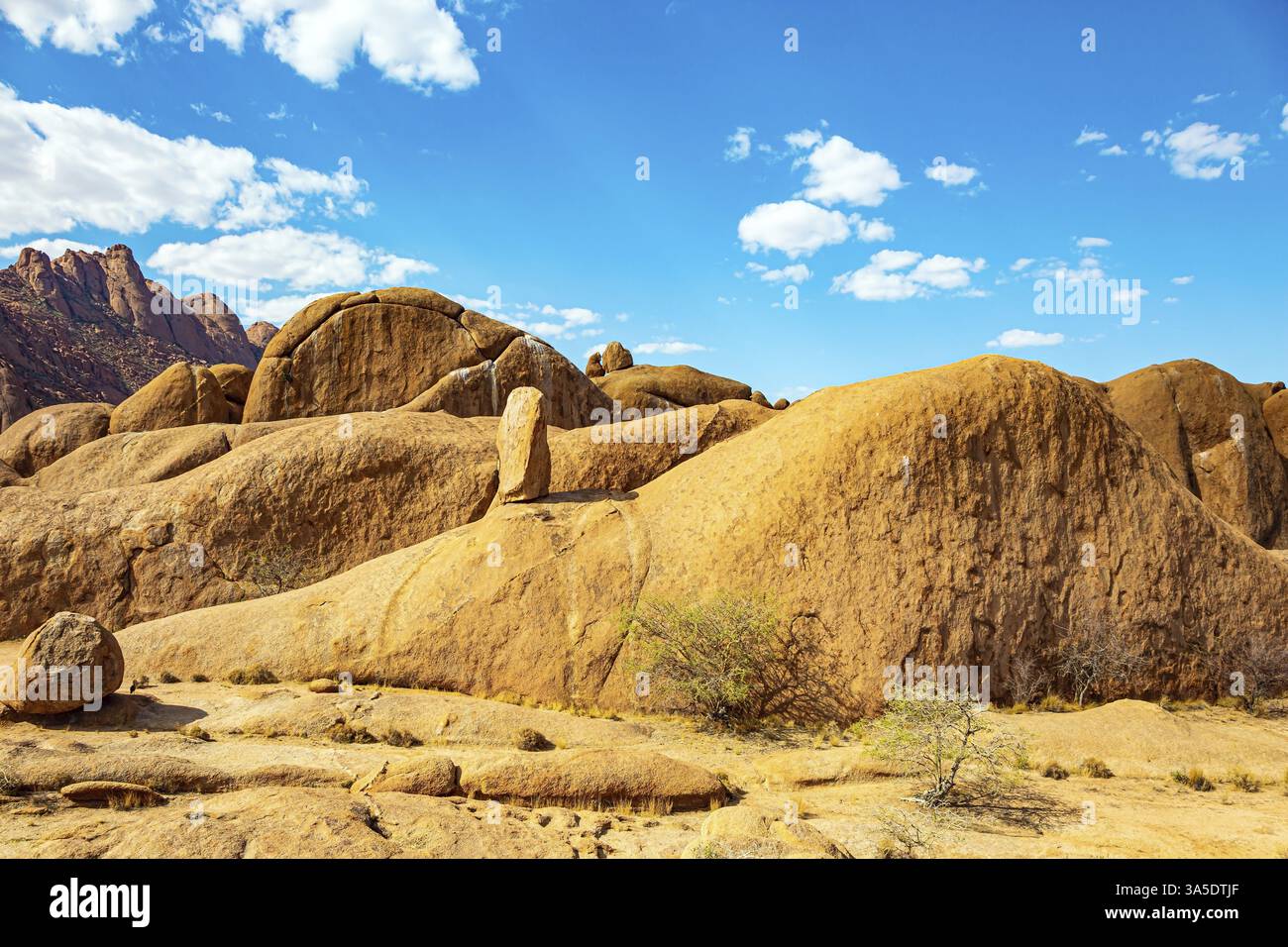 Spitzkoppe is a picturesque rock massif in Namibia. Stone red-orange ...