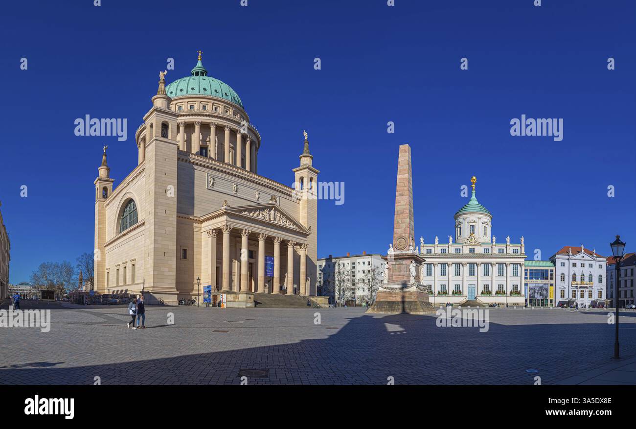 Old Market with obelisk in the centre with view of St. Nikolai Church ...