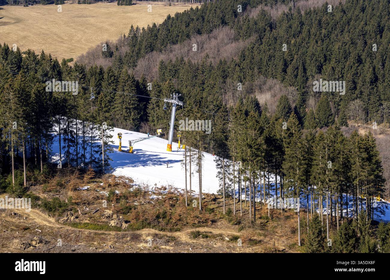 Winter sports area in the Sauerland, Winterberg ski lift carousel ...