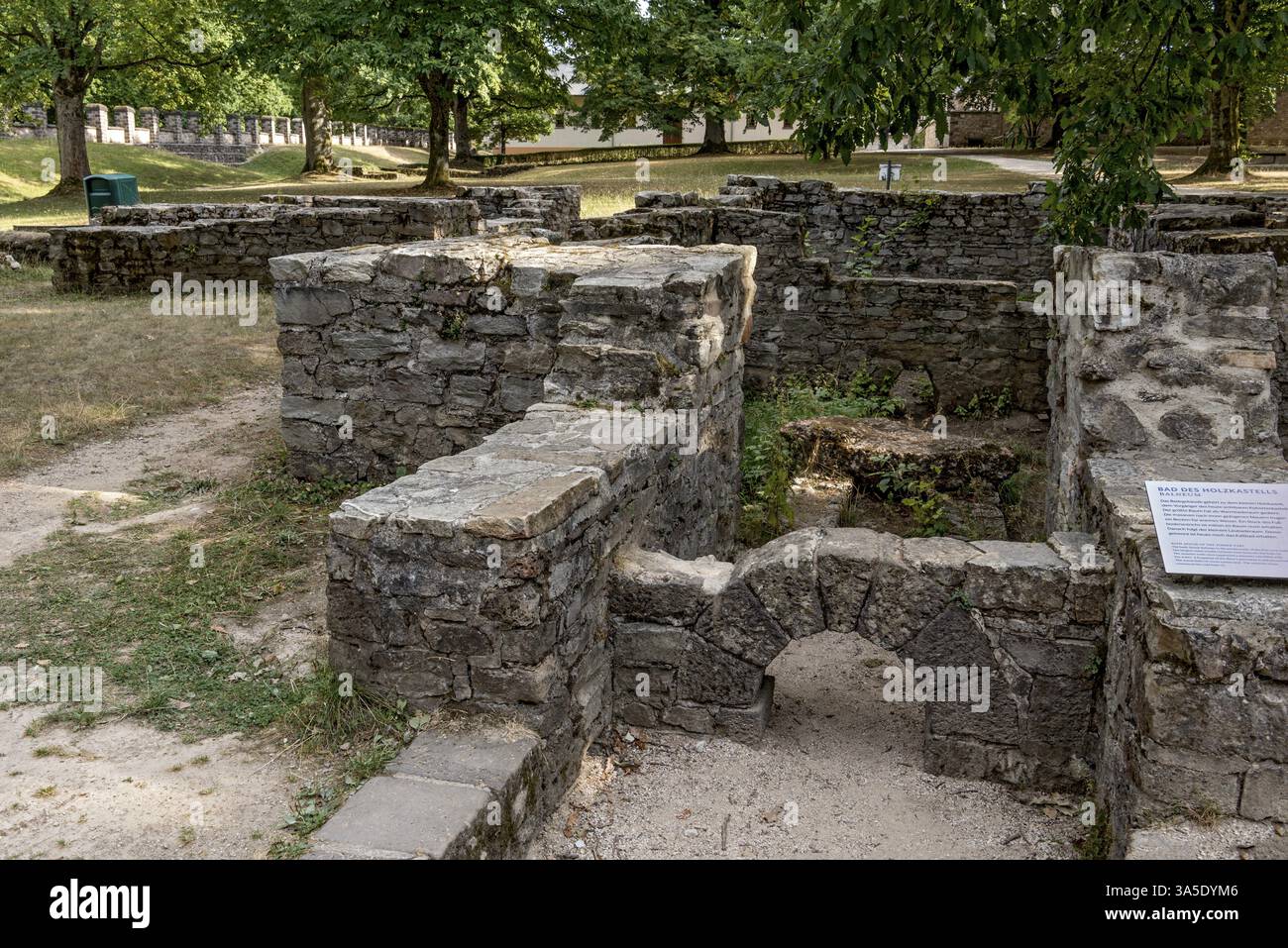 Ruins, foundation walls of the bath building, bath of the former wooden ...