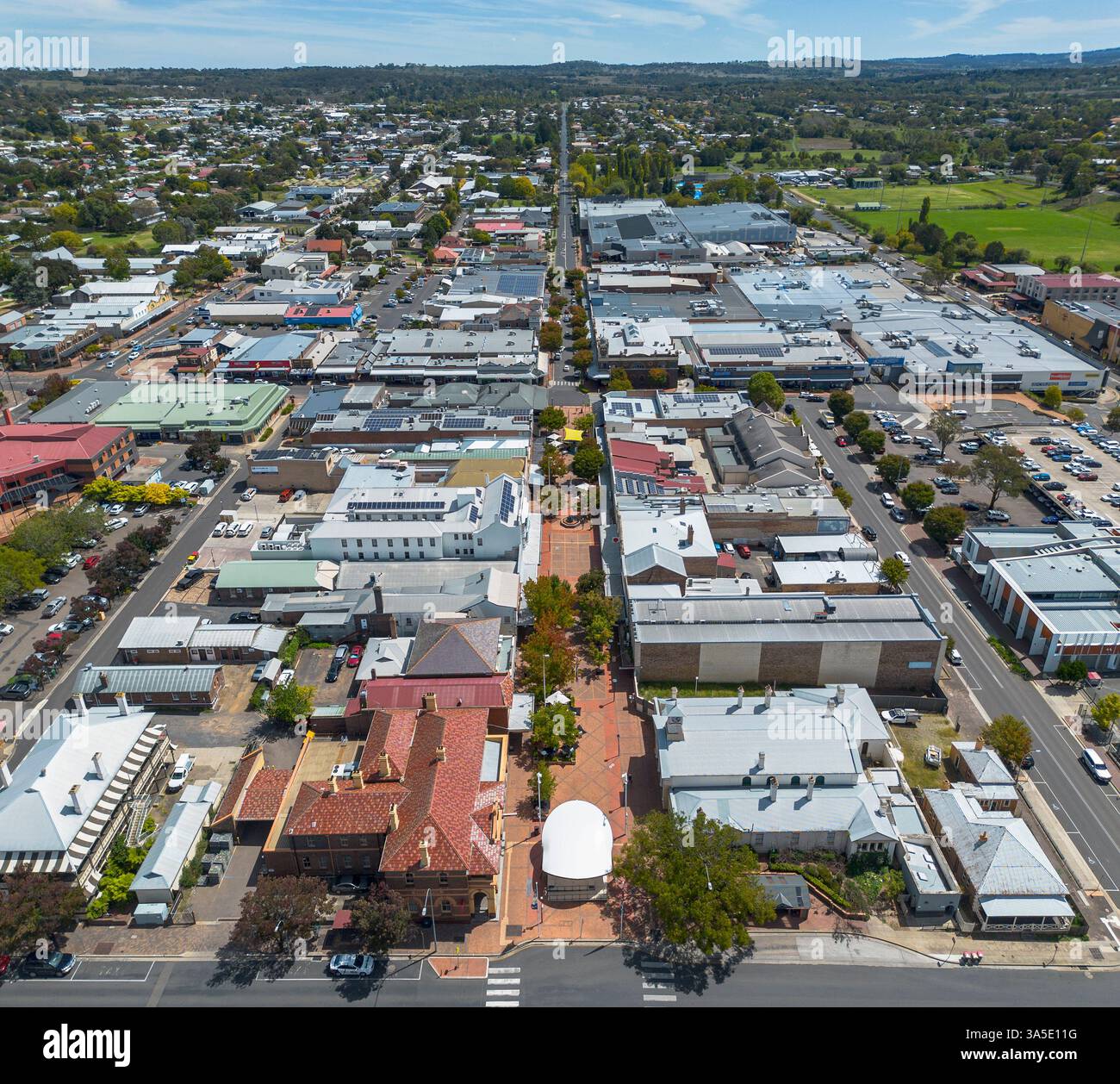 Aerial view of The Central business District in Armidale, New South ...