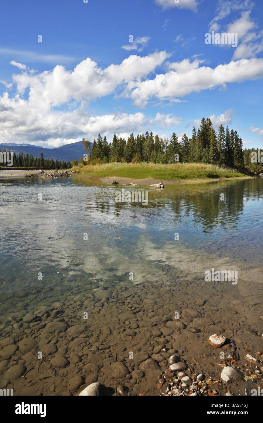 The shallow river drying up by autumn in Yellowstone park Stock Photo ...