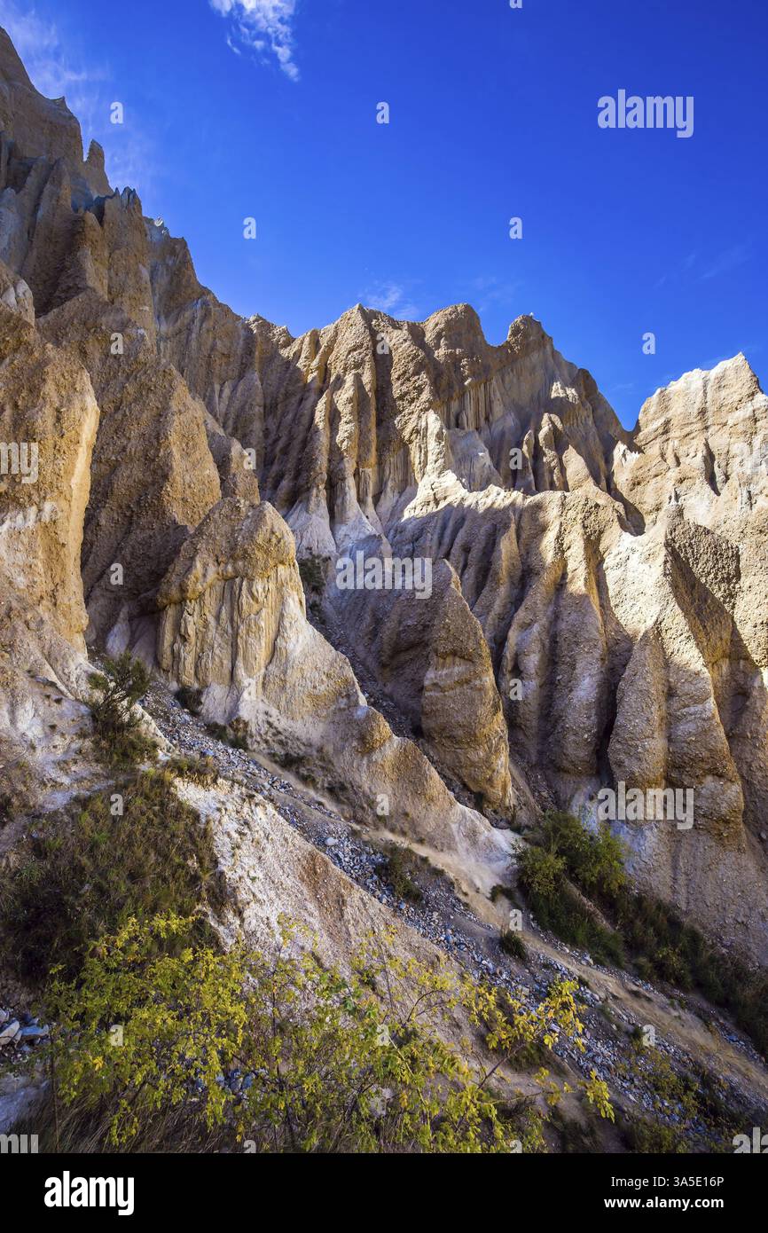 Clay Cliffs. Grandiose natural land formations. Jagged sharp pinnacles ...