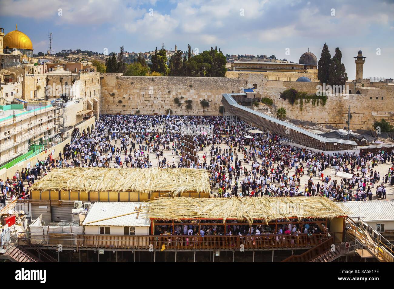 The huge crowd of Jews for a prayer has gathered on the square. Western ...