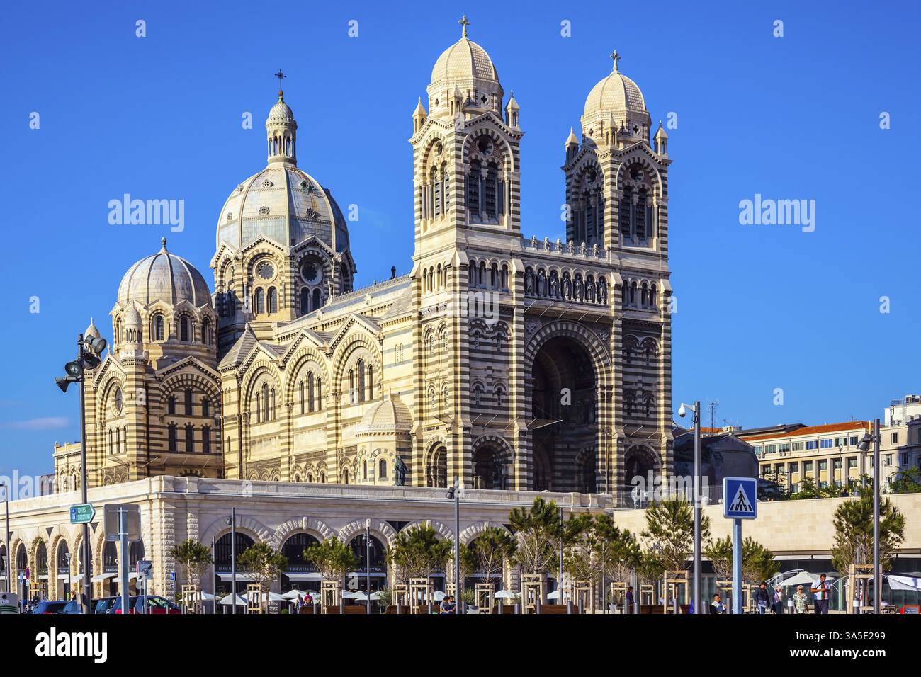 Sunny morning in Marseille. The magnificent Cathedral of Saint Mary ...