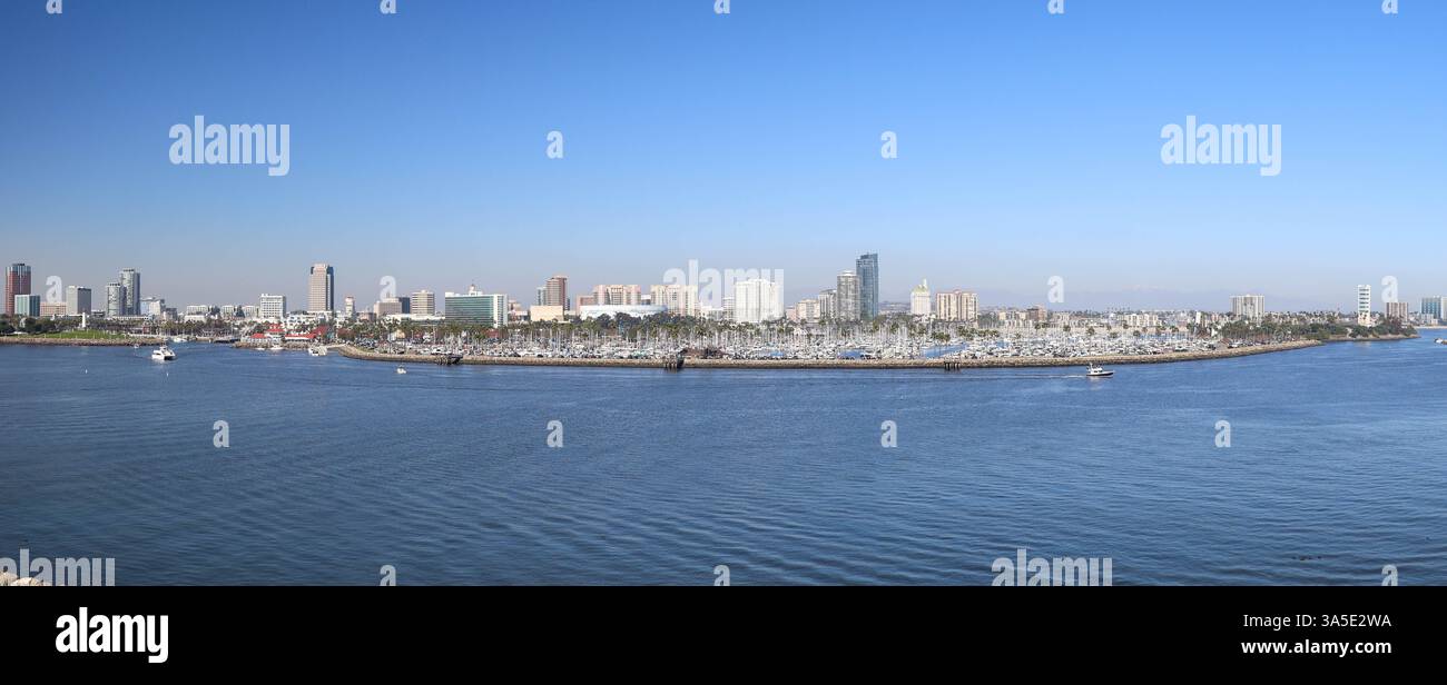 Panoramic photograph capturing the vibrant Long Beach skyline and ...