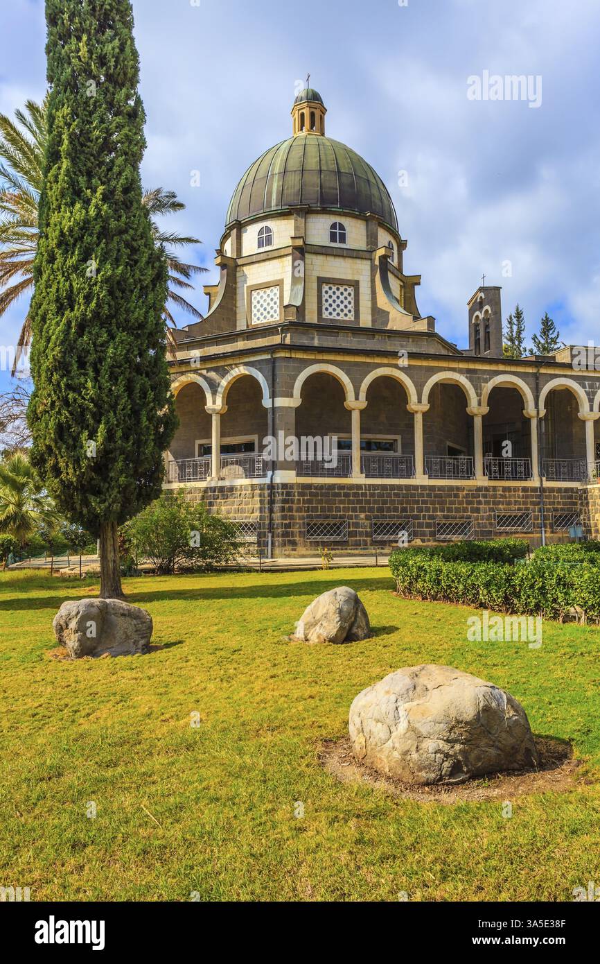 Middle East Sea of Galilee. Catholic church dedicated to the Beatitudes ...