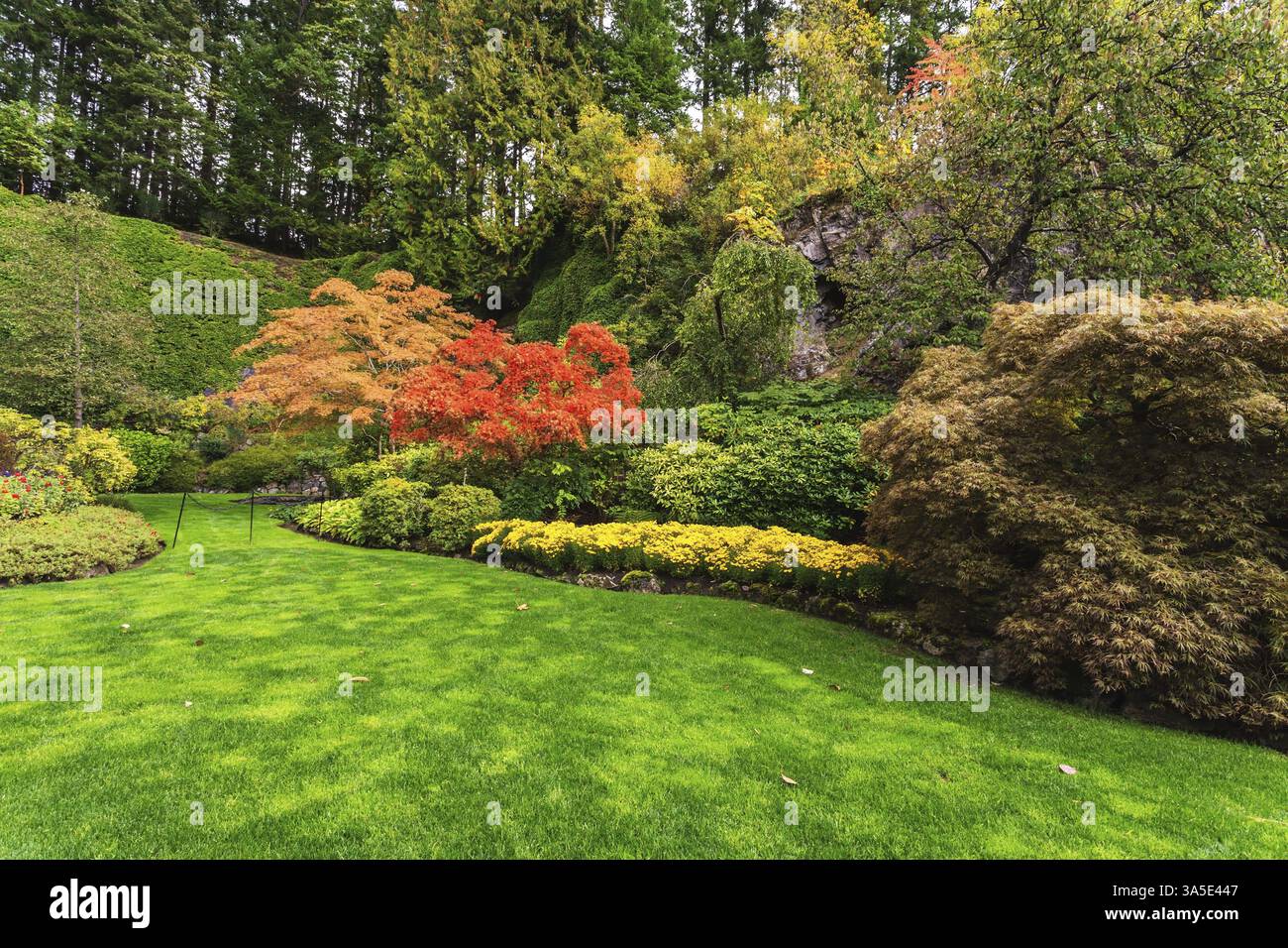 Butchart Gardens - gardens on Vancouver Island. Flower beds of colorful ...