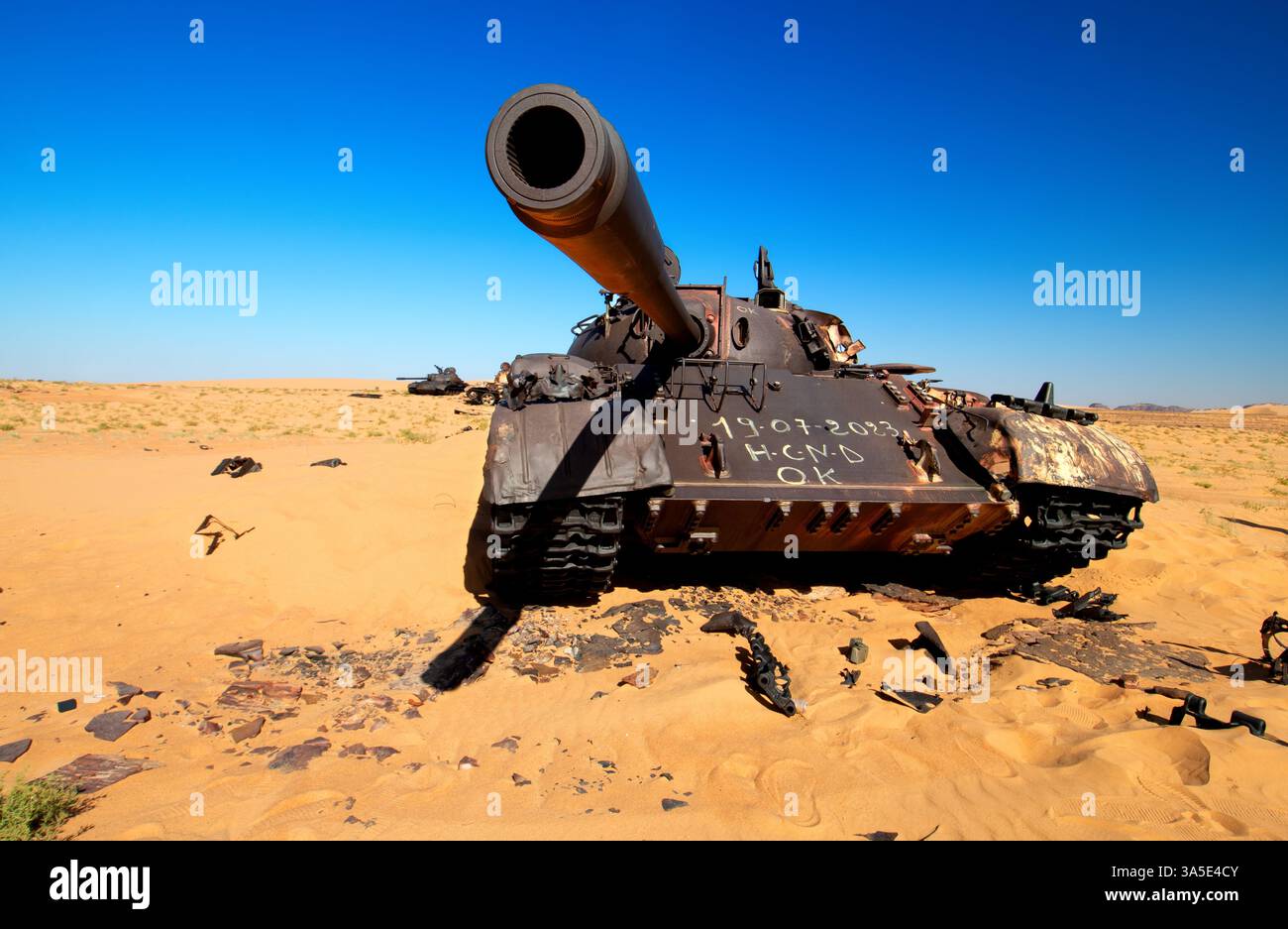 T-55 tanks, destroyed in Toyota wars - Libya - Chad war in 1987, Ennedi ...