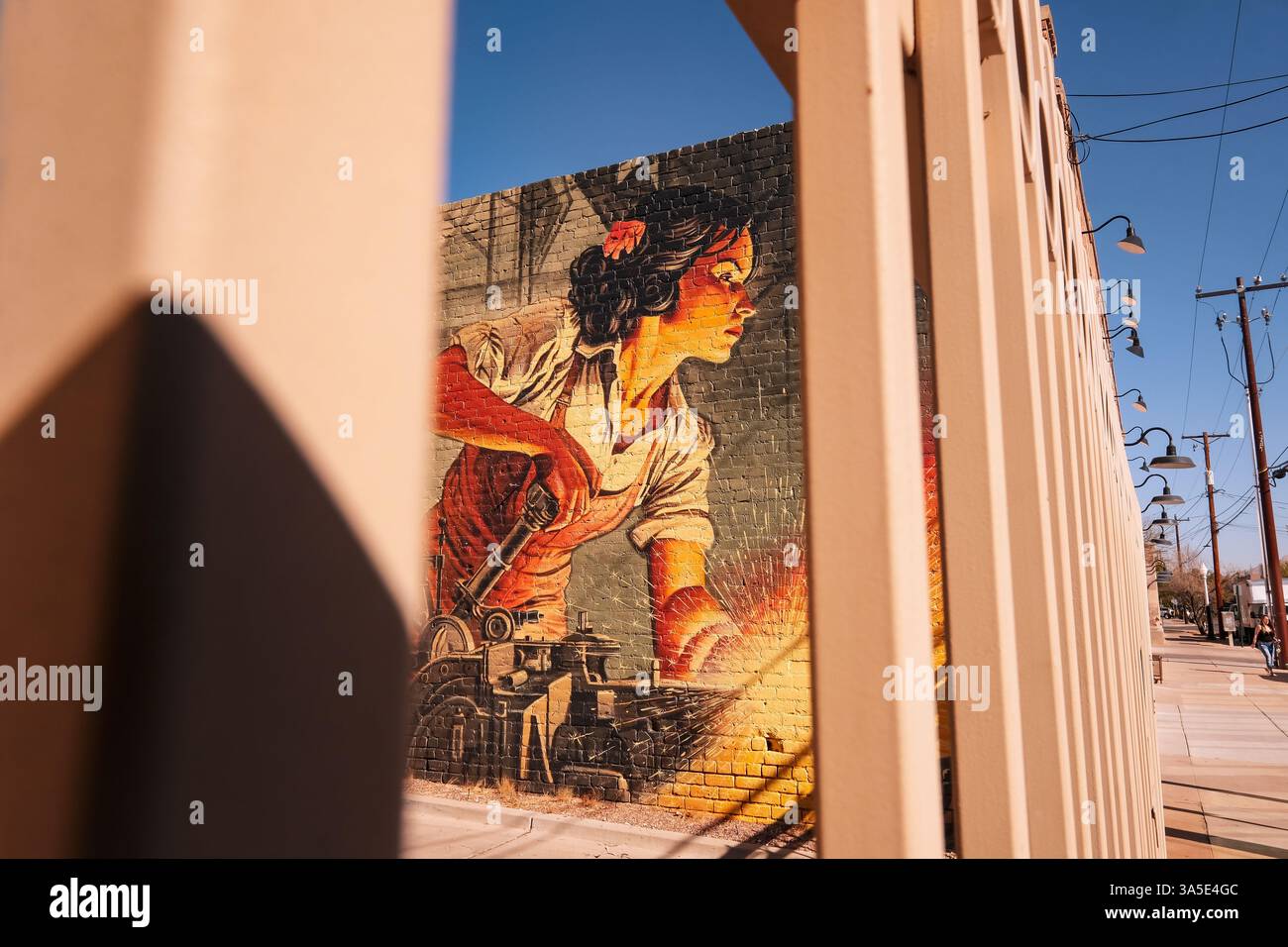 Colorful mural celebrating women industrial workers during World War II ...
