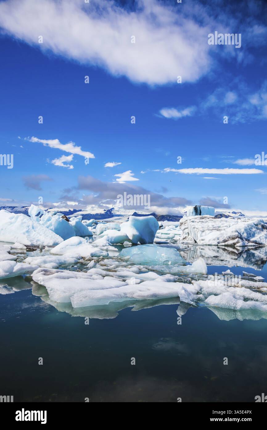 Gorgeous morning light in the Ice Lagoon. Drift ice Ice Lagoon - Jokulsarlon. Icebergs and ice ...