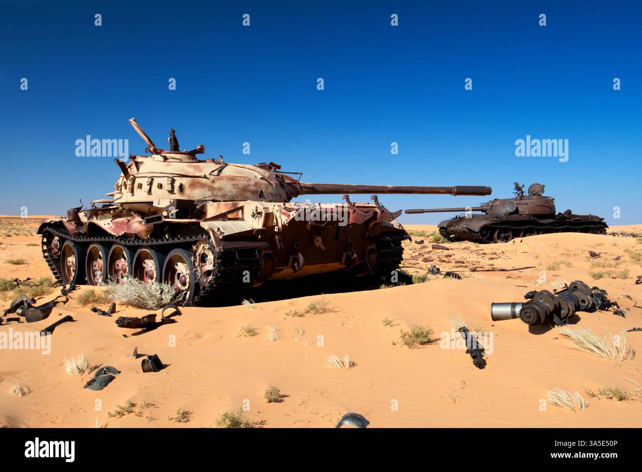 T-55 tanks, destroyed in Toyota wars - Libya - Chad war in 1987, Ennedi ...