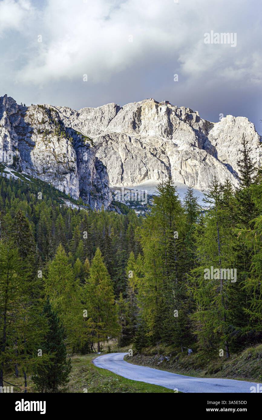 Magnificent mountain range in the Eastern Alps - Dolomites. The wide ...