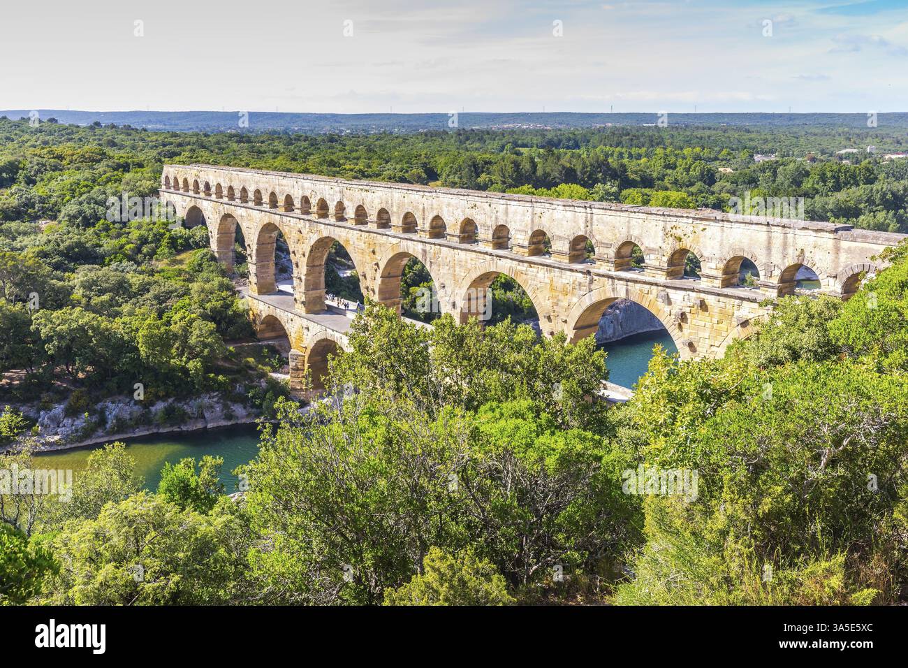 Three-tiered aqueduct Pont du Gard was built in Roman times on the ...