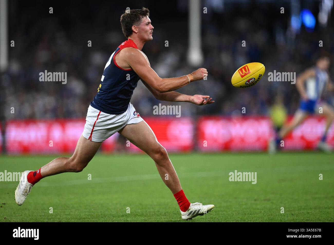 Blake Howes of the Demons during the AFL Round 2 match between the ...