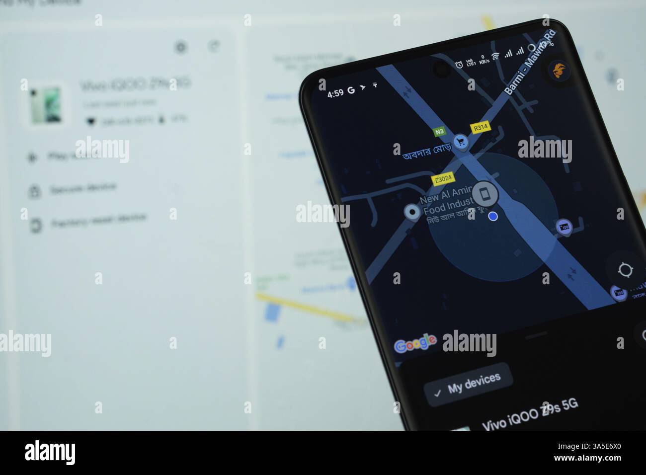 The logo of the Google Find my device is displayed on a smartphone ...