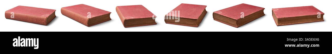 set of old hardcover books isolated white background in different ...
