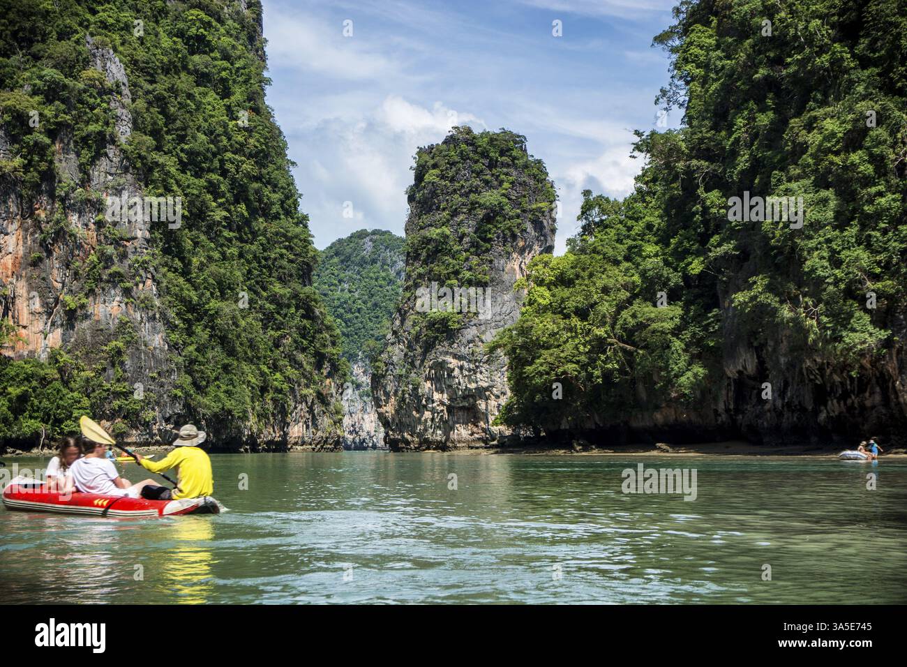 Beautiful lagoon landscape rounded with mountains in Phuket island ...