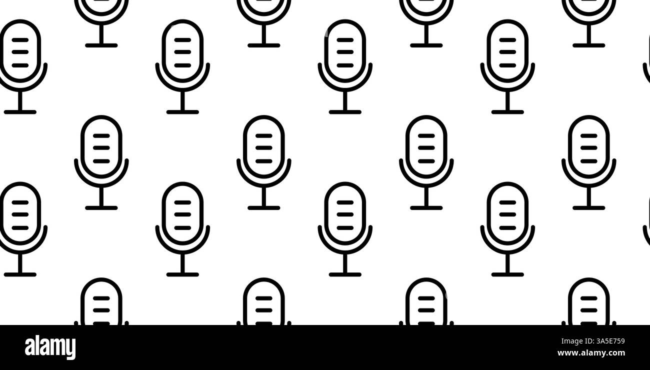 Patterns of microphones on a white background create a unique design ...