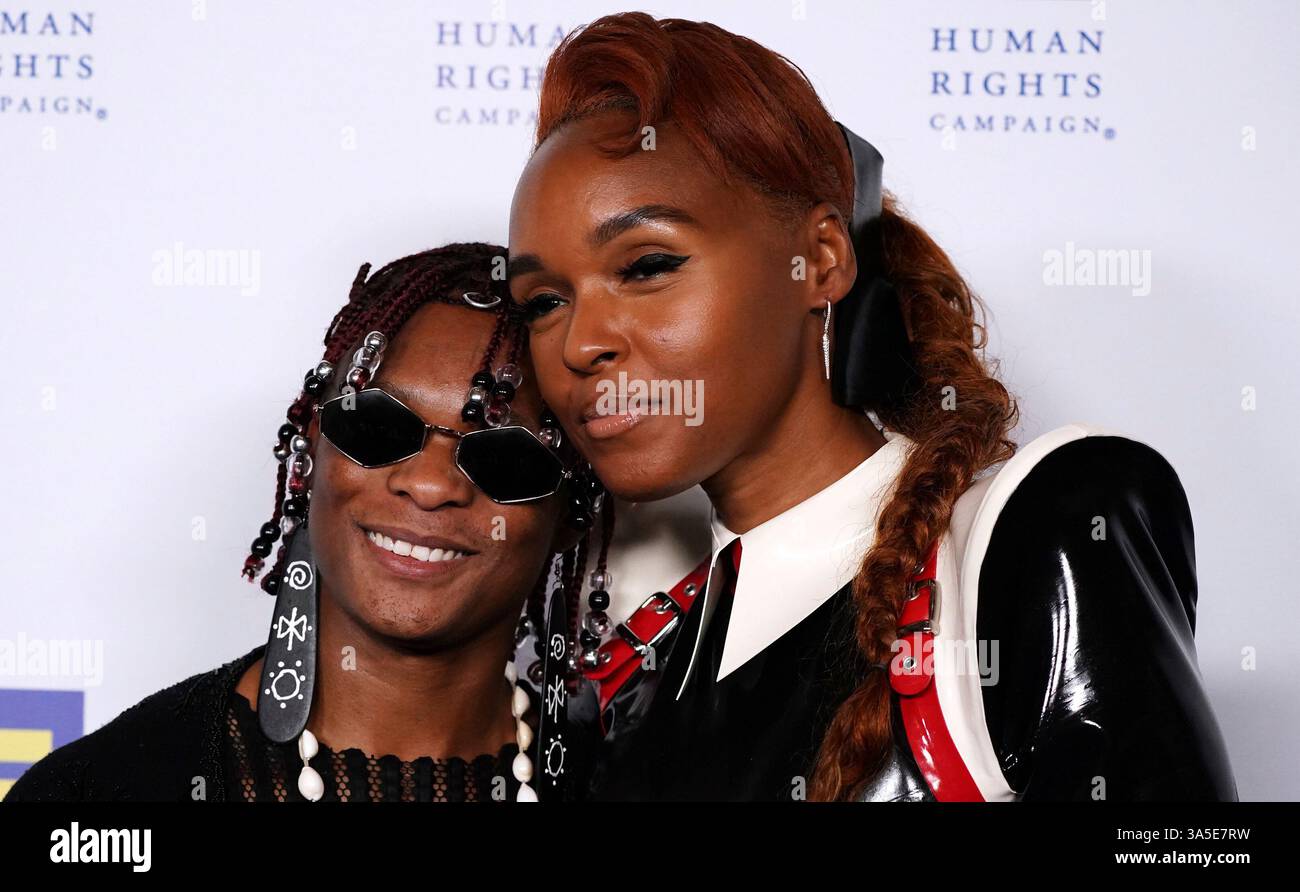 Dreamer Isioma, left, and Janelle Monae arrive at the Human Rights ...
