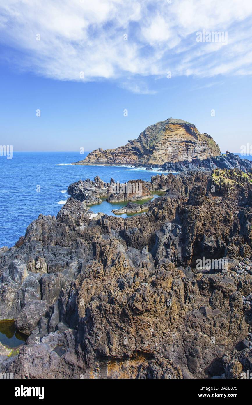 Travel on the volcanic island of Madeira. Concept of exotic and ...