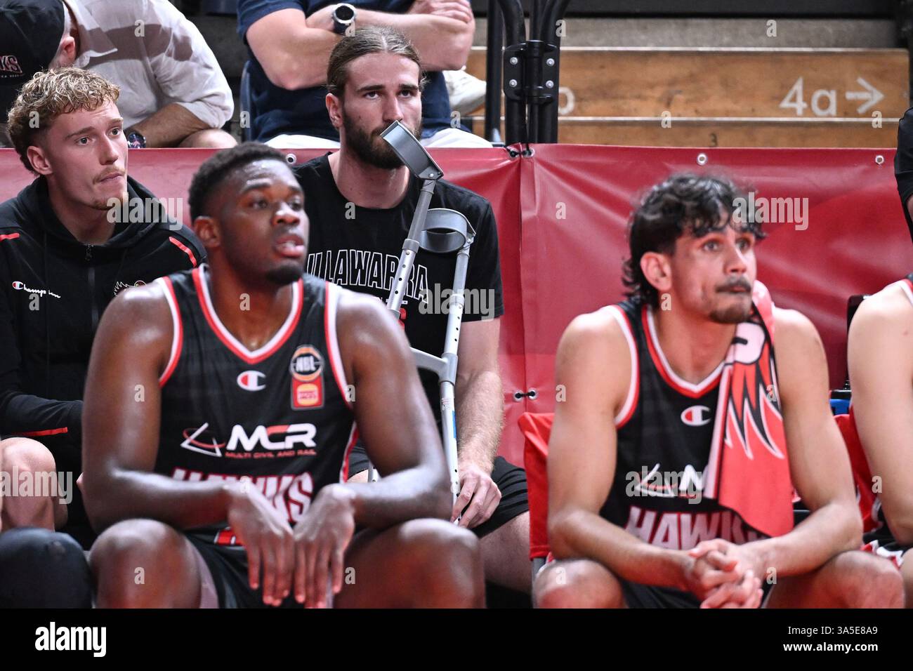 Wollongong, Australia. 23rd Mar, 2025. An injured Sam Froling of the ...