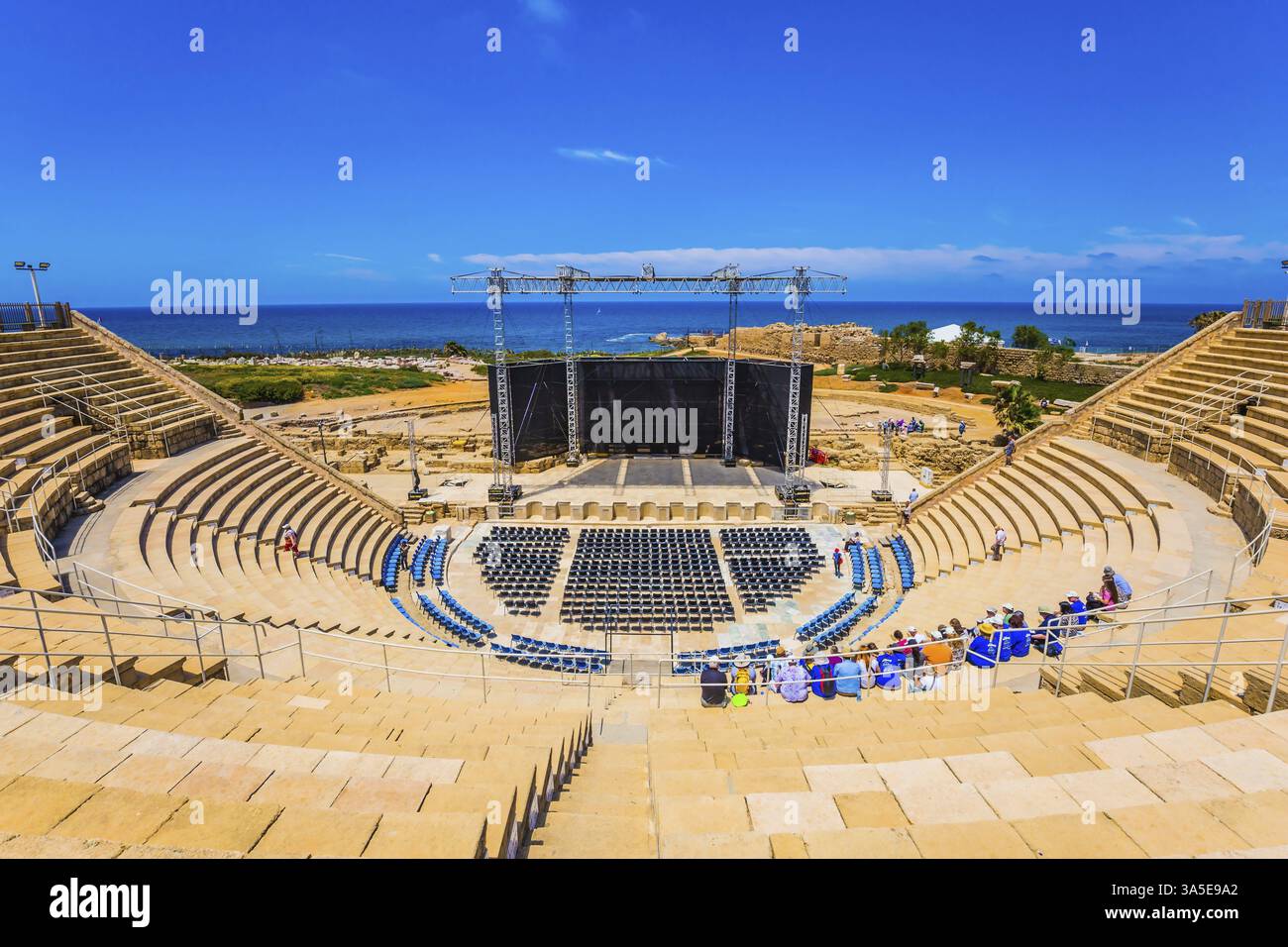 The oldest Roman amphitheater in Israel, built at Tsar Herod. The ...
