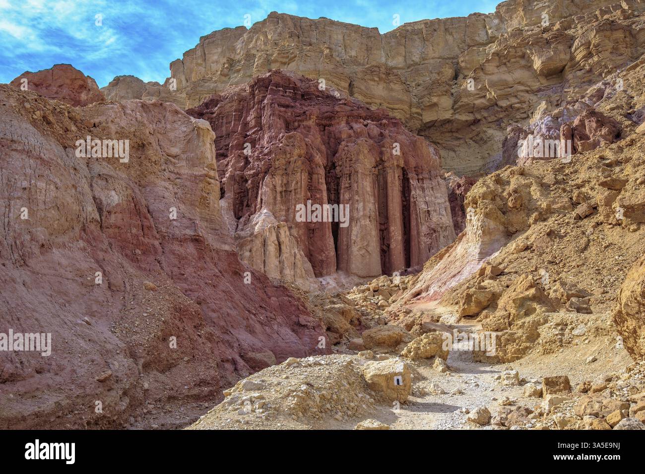 Warm January day in Israel. Gorge in the dry mountains of Eilat and ...