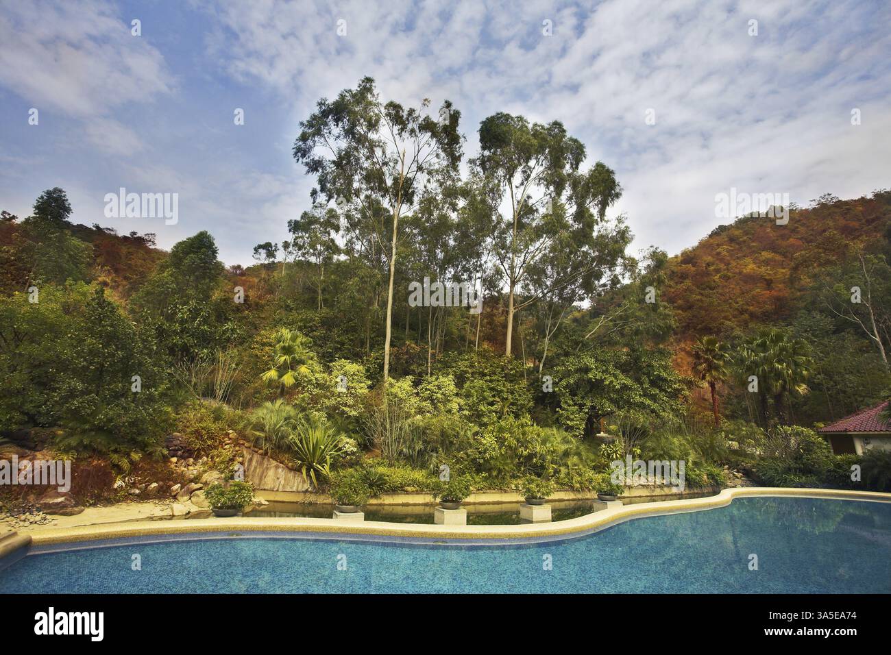 Fine pool with emerald water in the Chinese hotel Stock Photo - Alamy