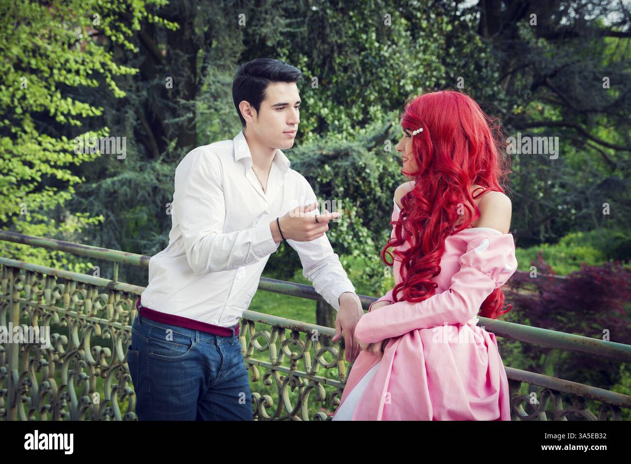 Romantic Fairy Tale Couple on a Balcony in Peaceful Idyllic Setting ...