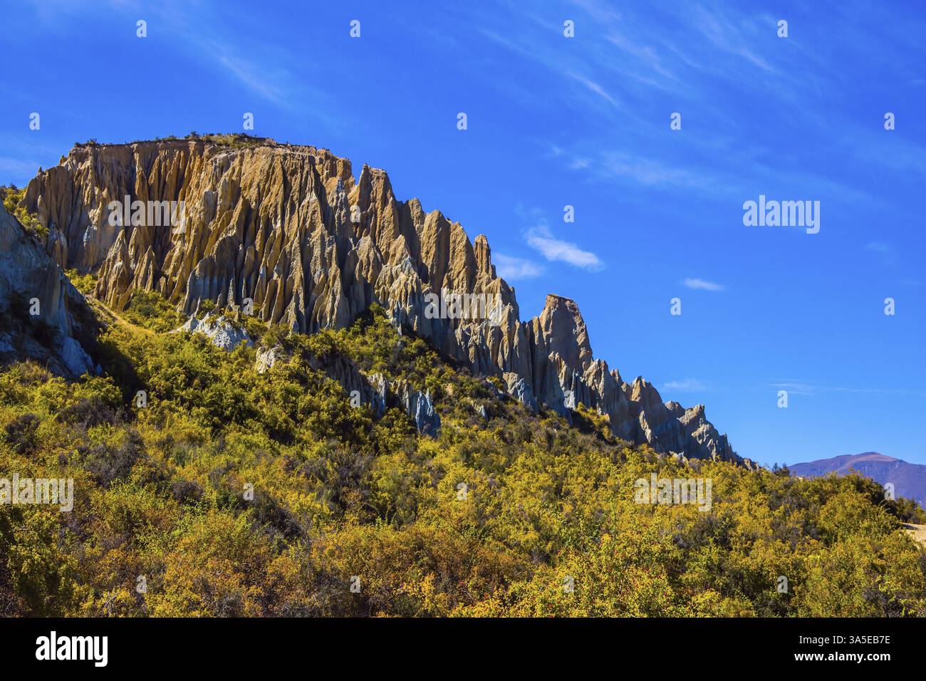 Grandiose natural land formations - Clay Cliffs. Omarama, South Island ...