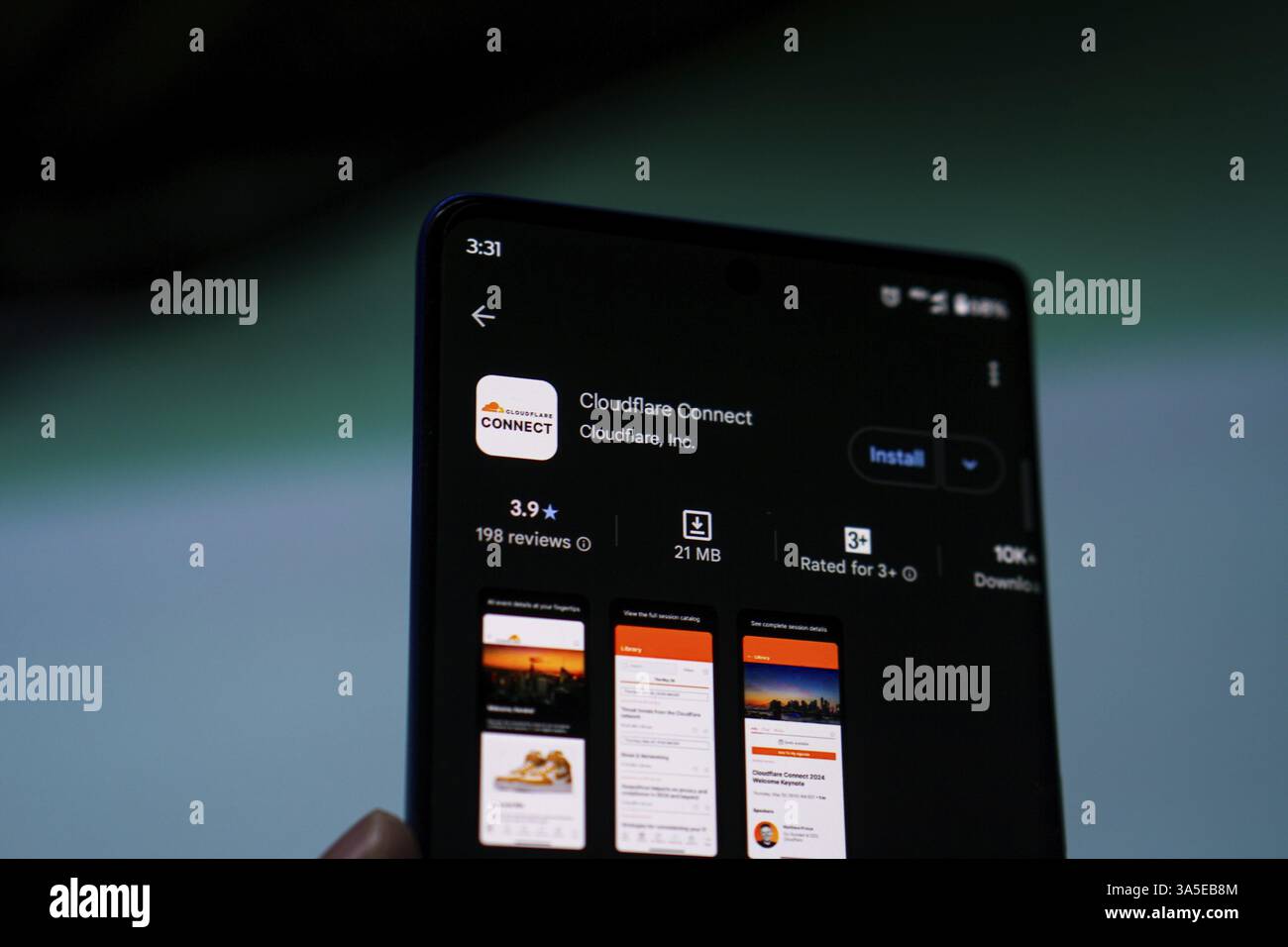 Cloudflare logo on screen. Cloudflare is an American content delivery ...