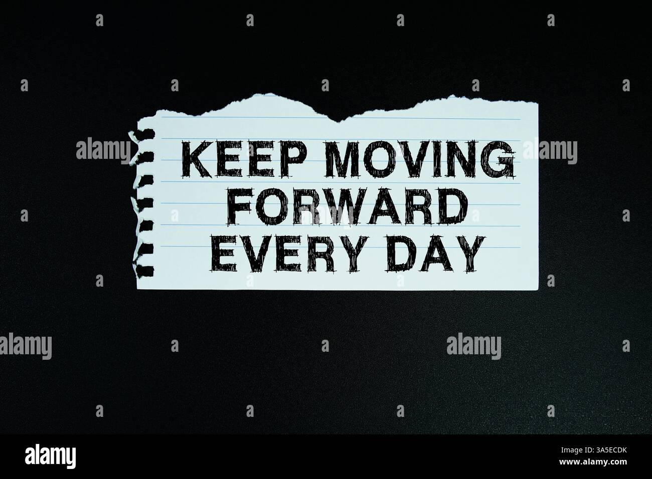 Keep Moving Forward Every Day text written on paper flat lay on black background Stock Photo - Alamy