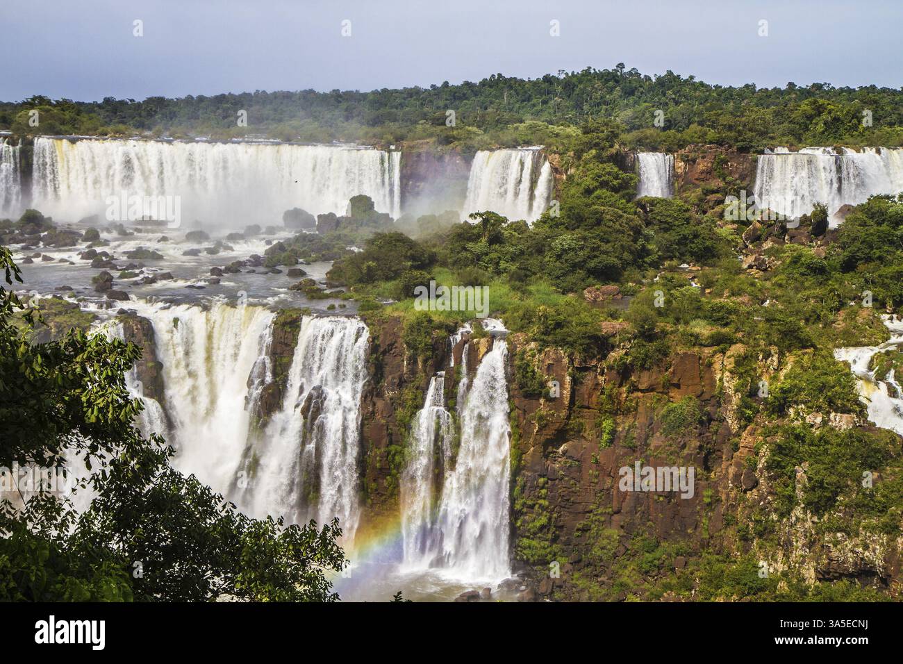 The concept of exotic and extreme tourism. Waterfalls from Iguazu Falls ...