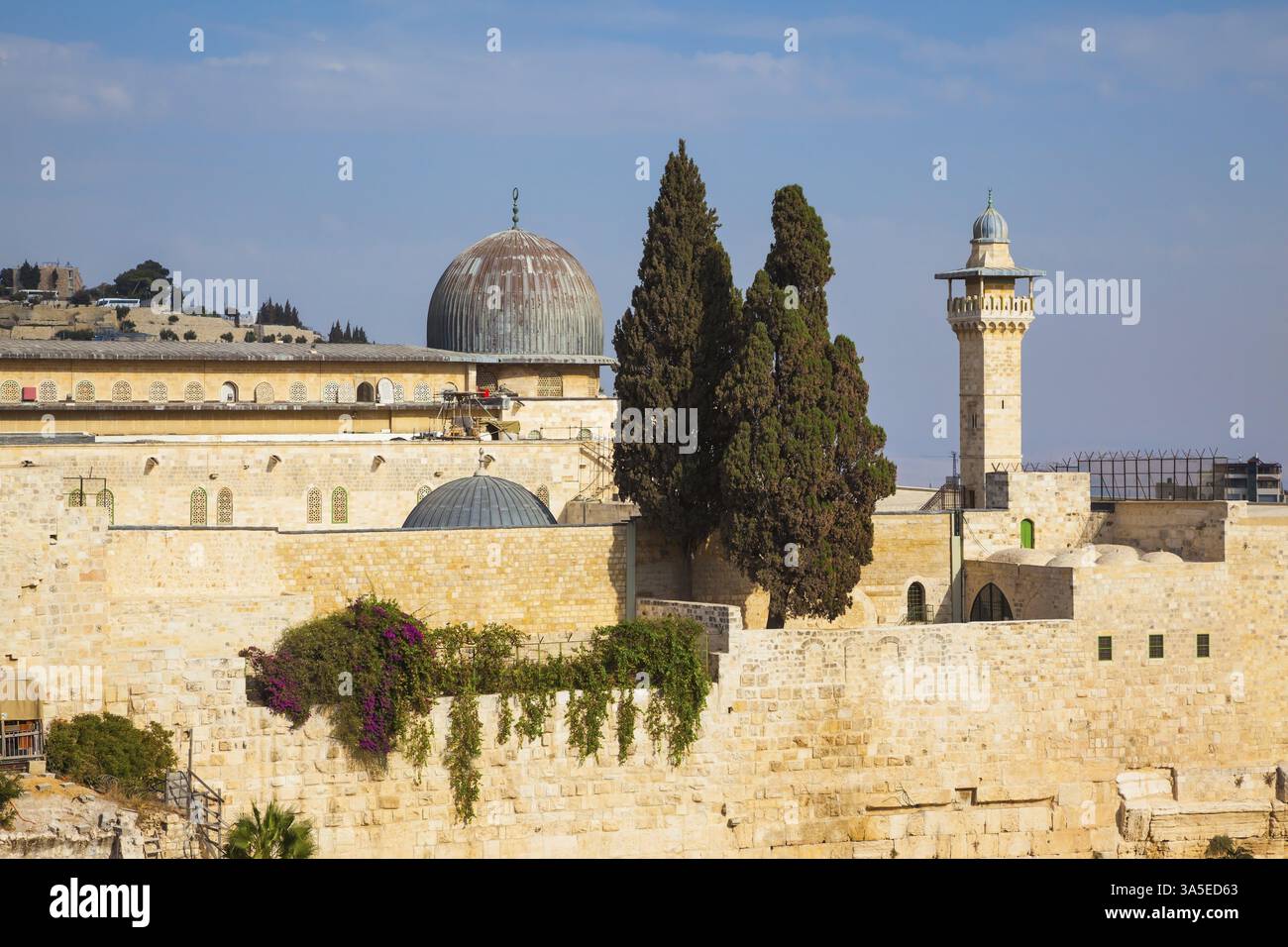The Mosque of Caliph Omar - Al-Aqsa Mosque - and its minaret. The ...