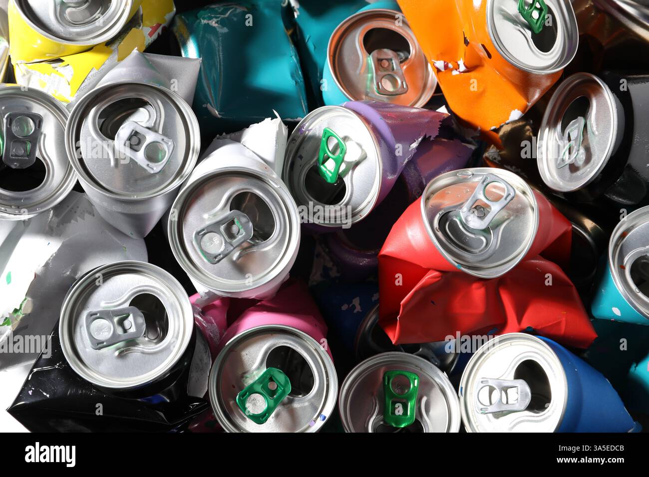 Many crumpled tin cans as background, closeup Stock Photo - Alamy