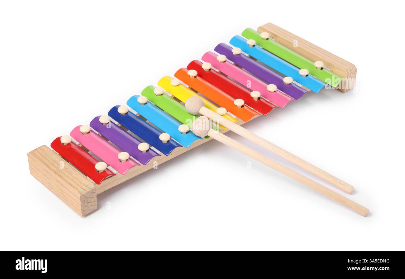 Colorful toy xylophone isolated on white. Child's musical instrument ...