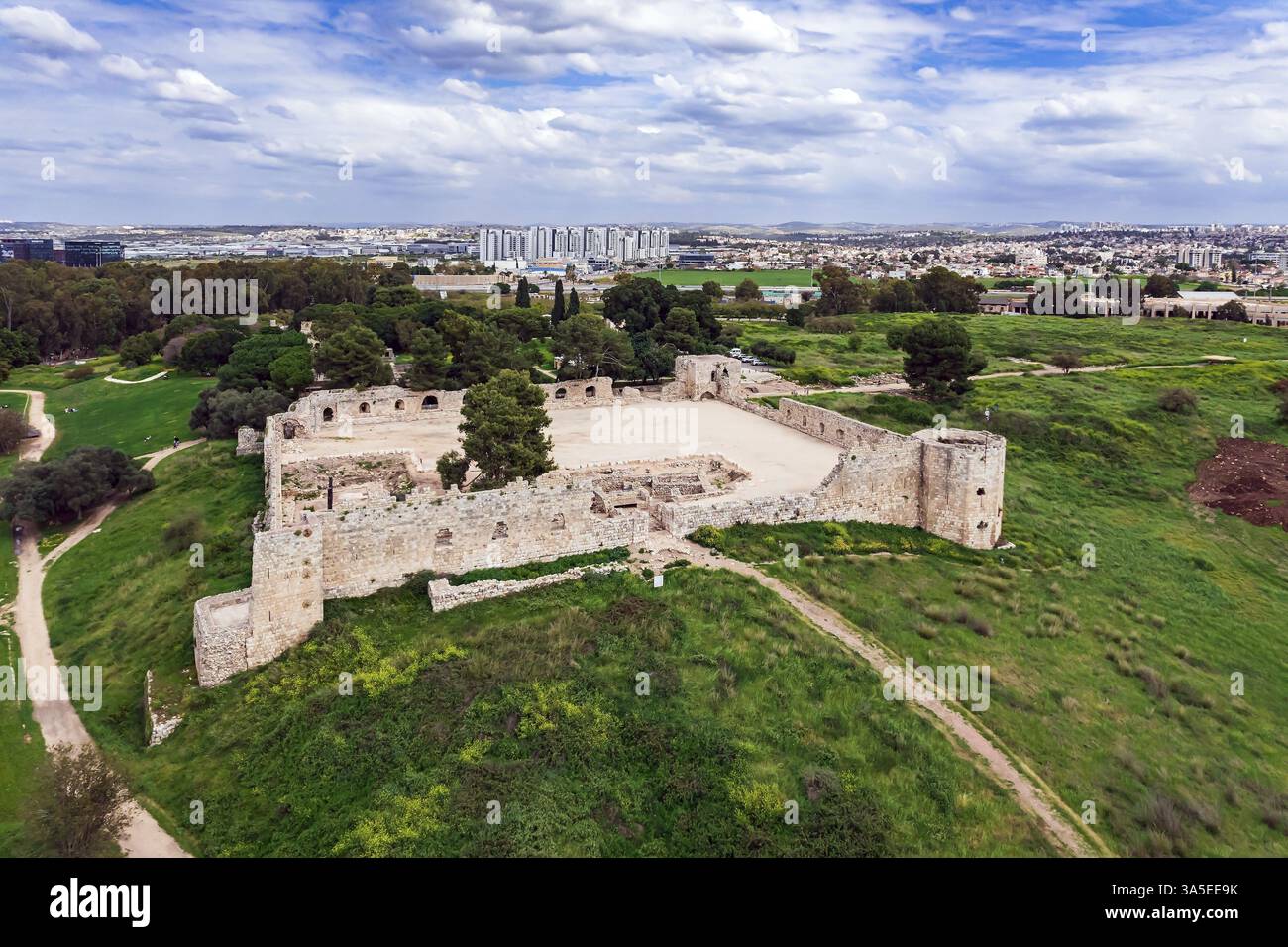 The remains of the walls of the Tel Afek fortress that existed two ...