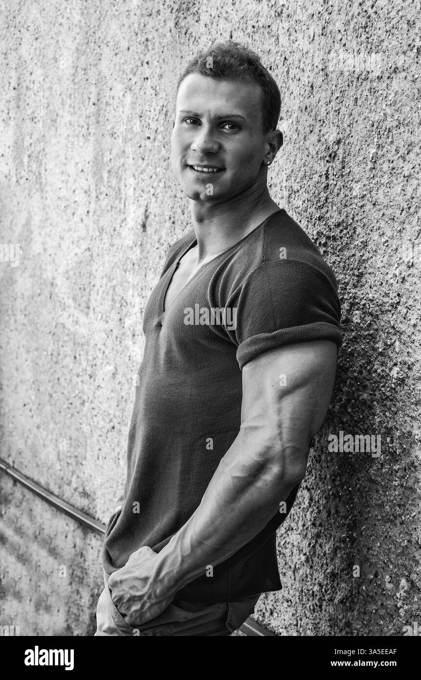 Lean leans leaning out Black and White Stock Photos & Images - Alamy