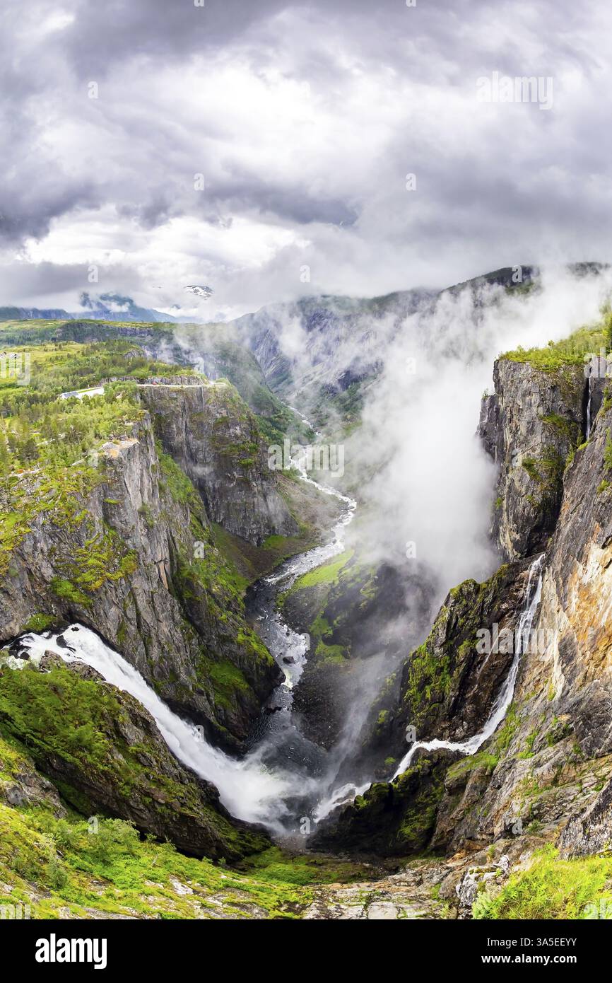 Voringsfossen is one of the most famous Norwegian cascading waterfalls ...