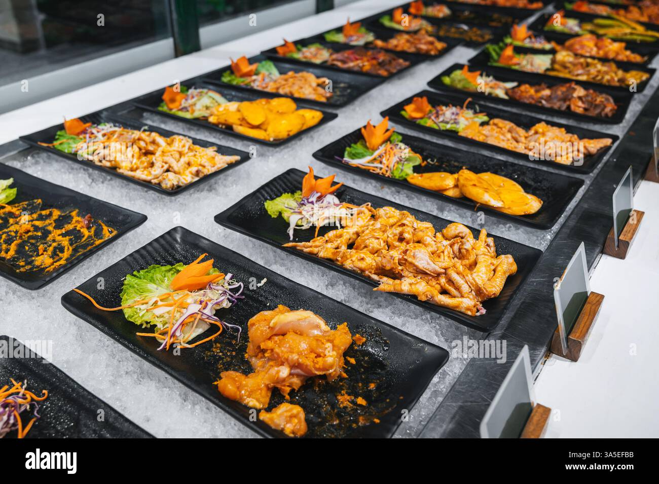vietnamese food and meat in the Asian self-service buffet in the hotel ...