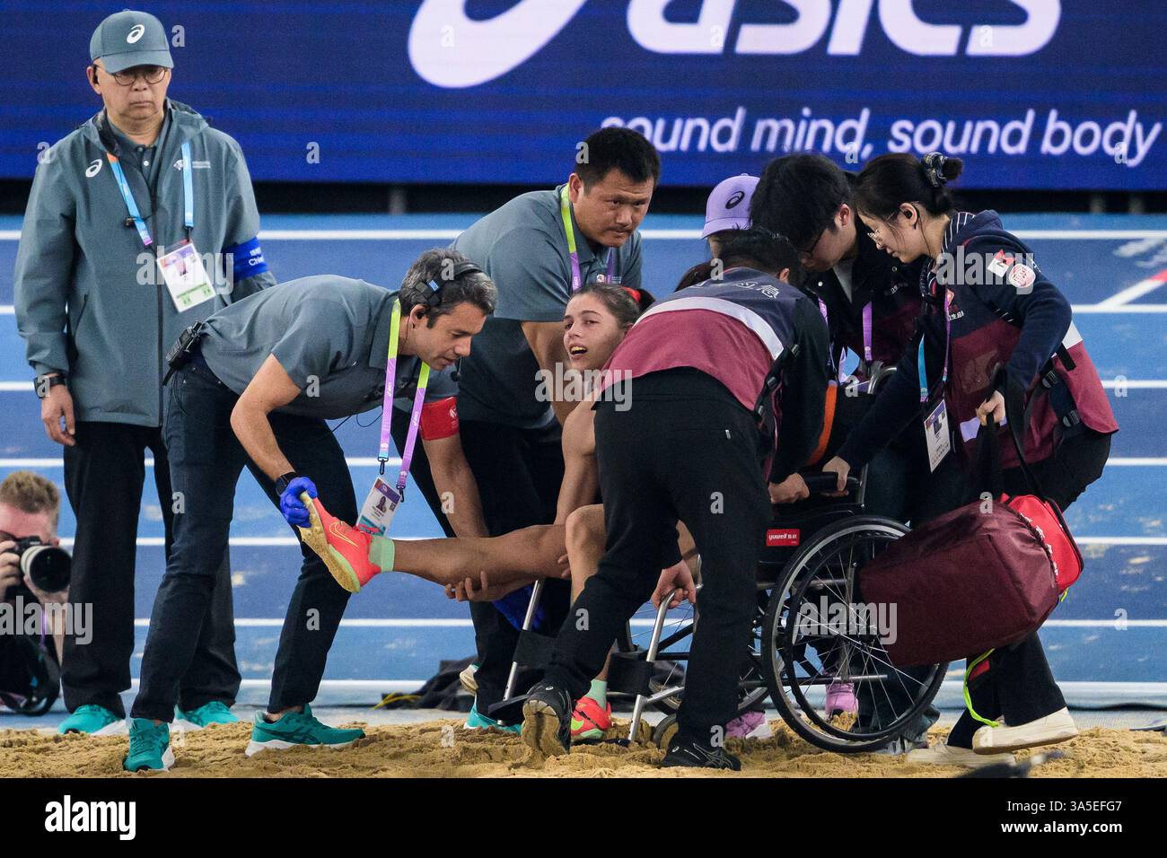250323 Plamena Mitkova of Bulgaria in pain after getting injured in ...