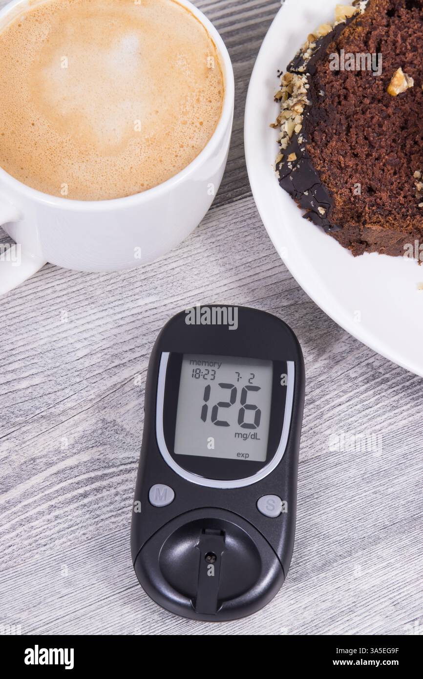 Glucose meter with high result of measurement sugar level, sweet ...
