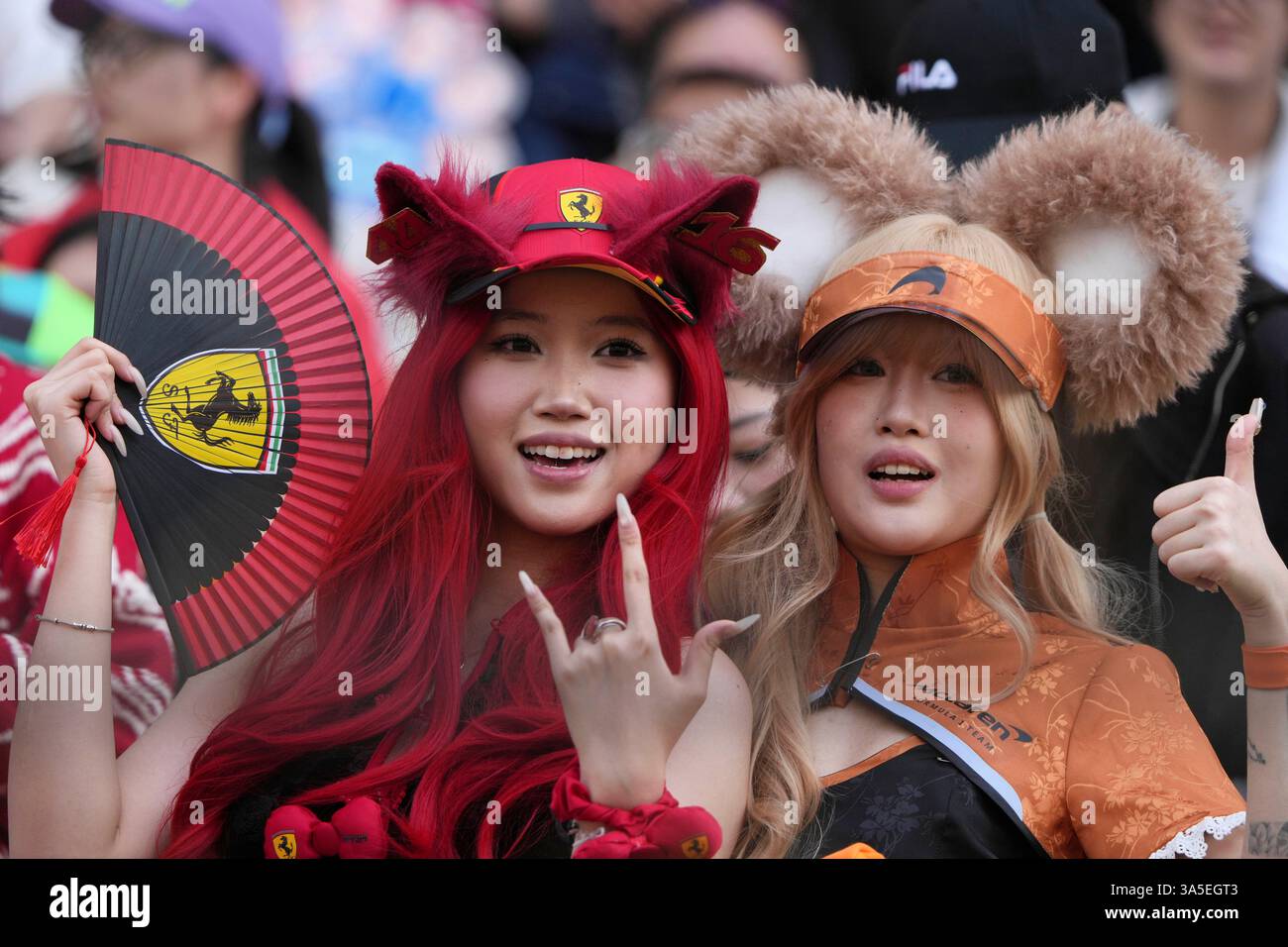 Supporters cheer before the Chinese Formula One Grand Prix race at the ...